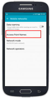 Configure APN (Access point name) settings